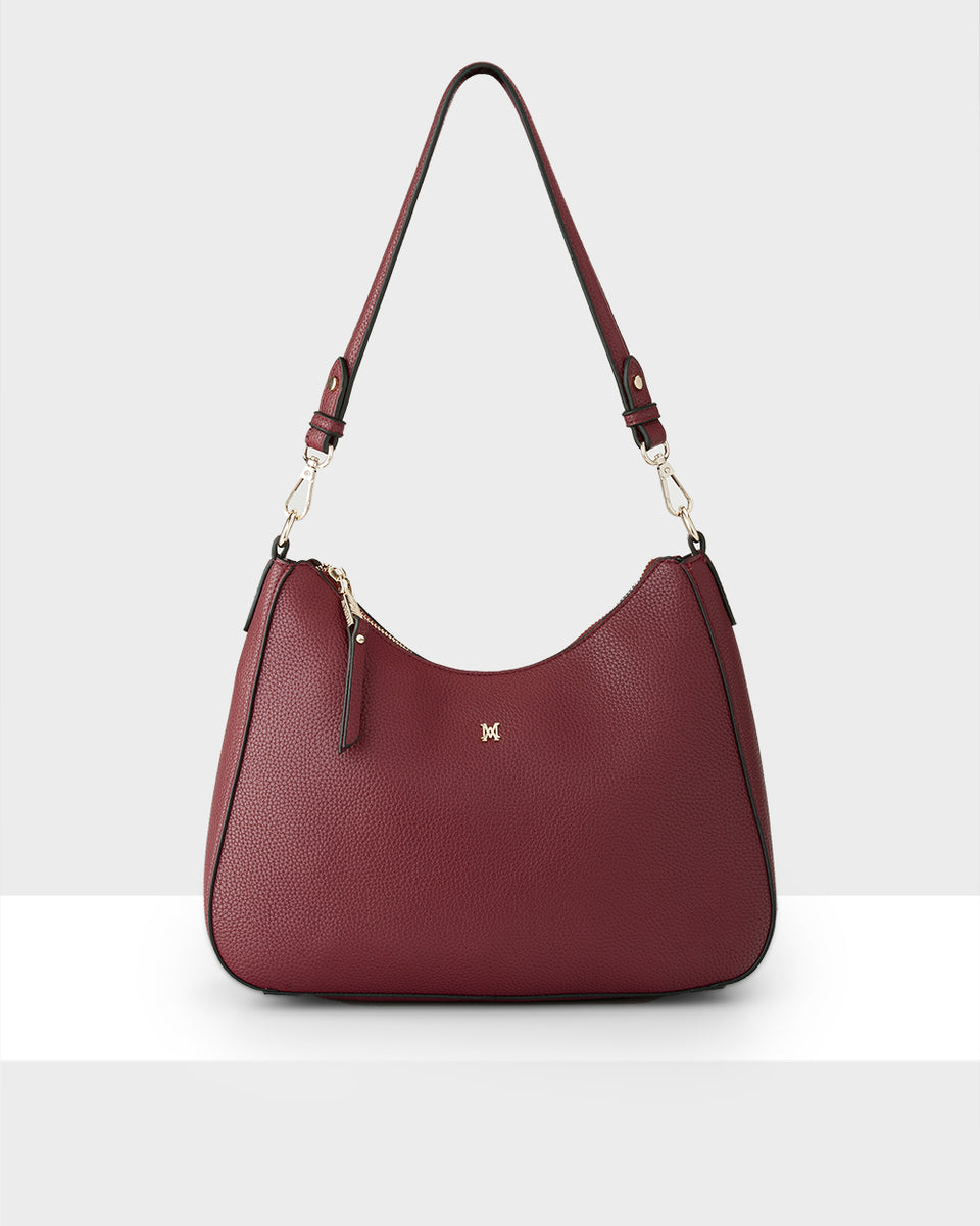 Madison Rory Large Hobo Shoulder Bag - Burgundy – Madison Accessories